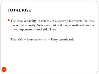 Investment Management Risk and Return | PPT