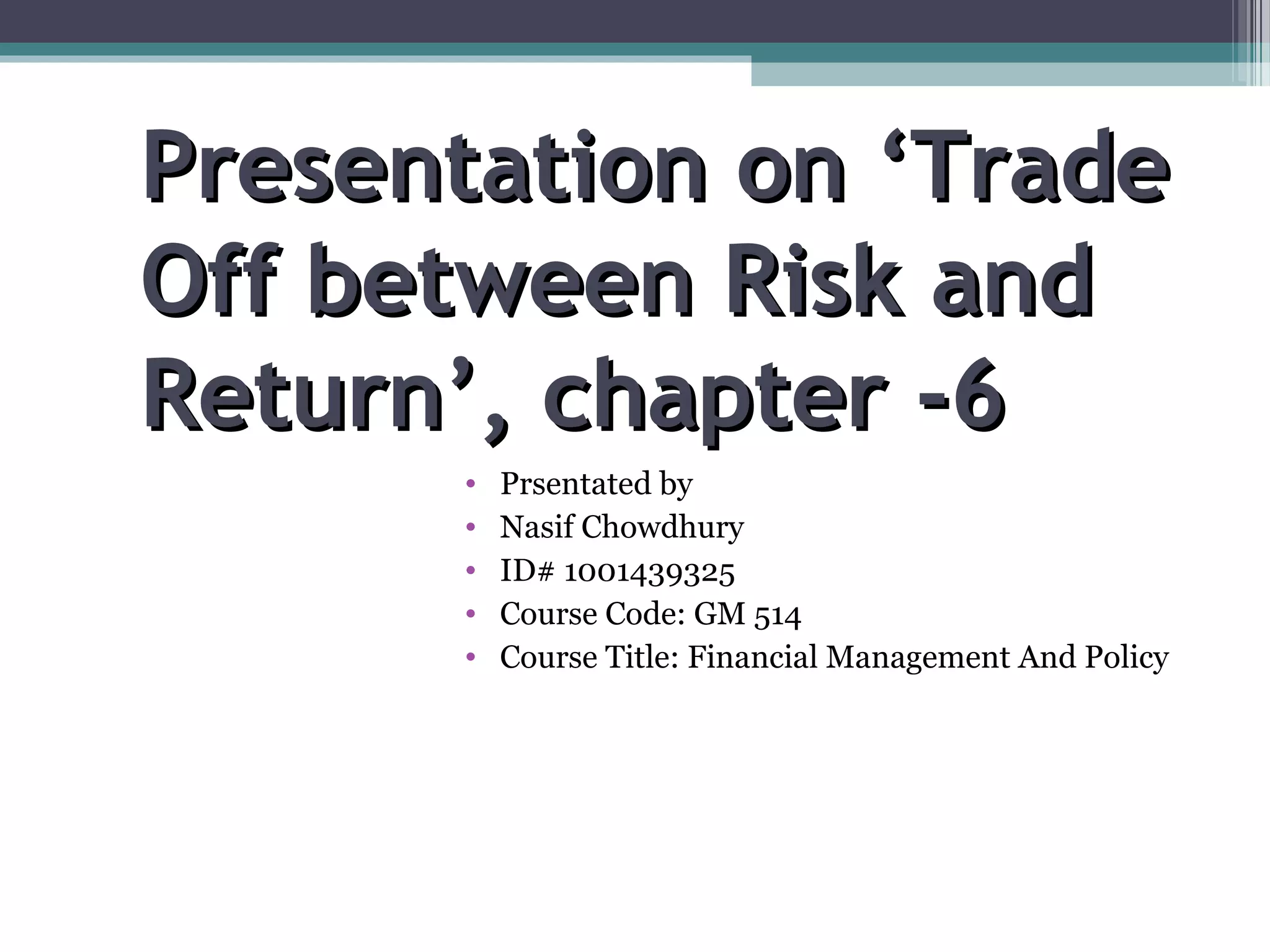Risk and return | PPT