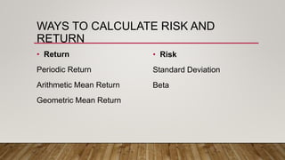 Risk and return | PPTX