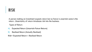 Risk and Return Security analysis and Portfolio Management | PPTX