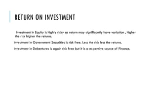 Risk and Return Security analysis and Portfolio Management | PPTX