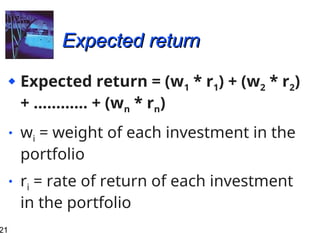 risk and return calculation stock portfolio | PPT