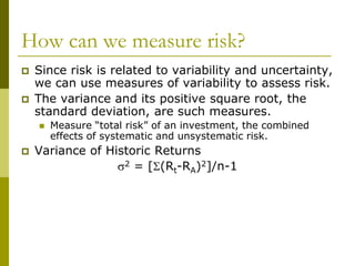 Risk and return | PPT