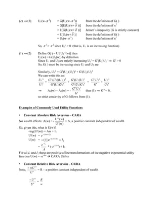 Risk and Risk Aversion FM | PDF