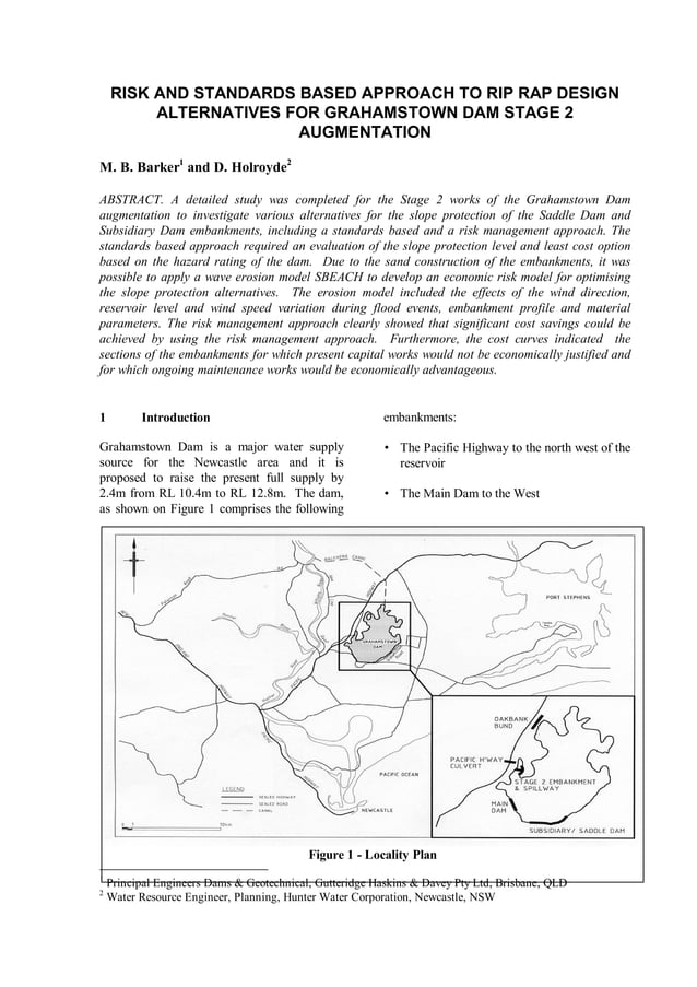 Risk and standards based riprap design for grahamstown dam barker ...