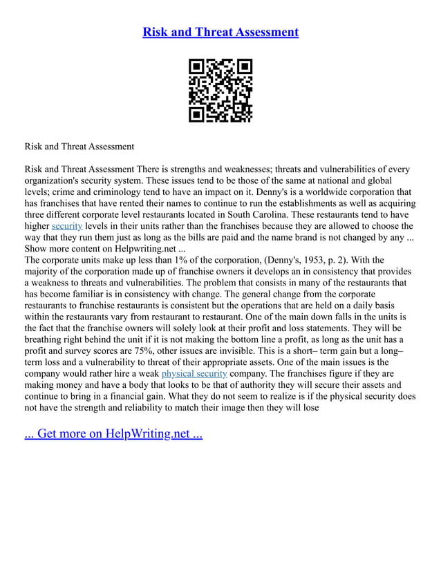 Risk And Threat Assessment | PDF