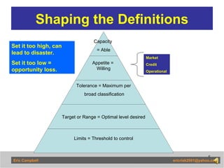 Risk Appetite & Risk Tolerance: Improving their application from ...