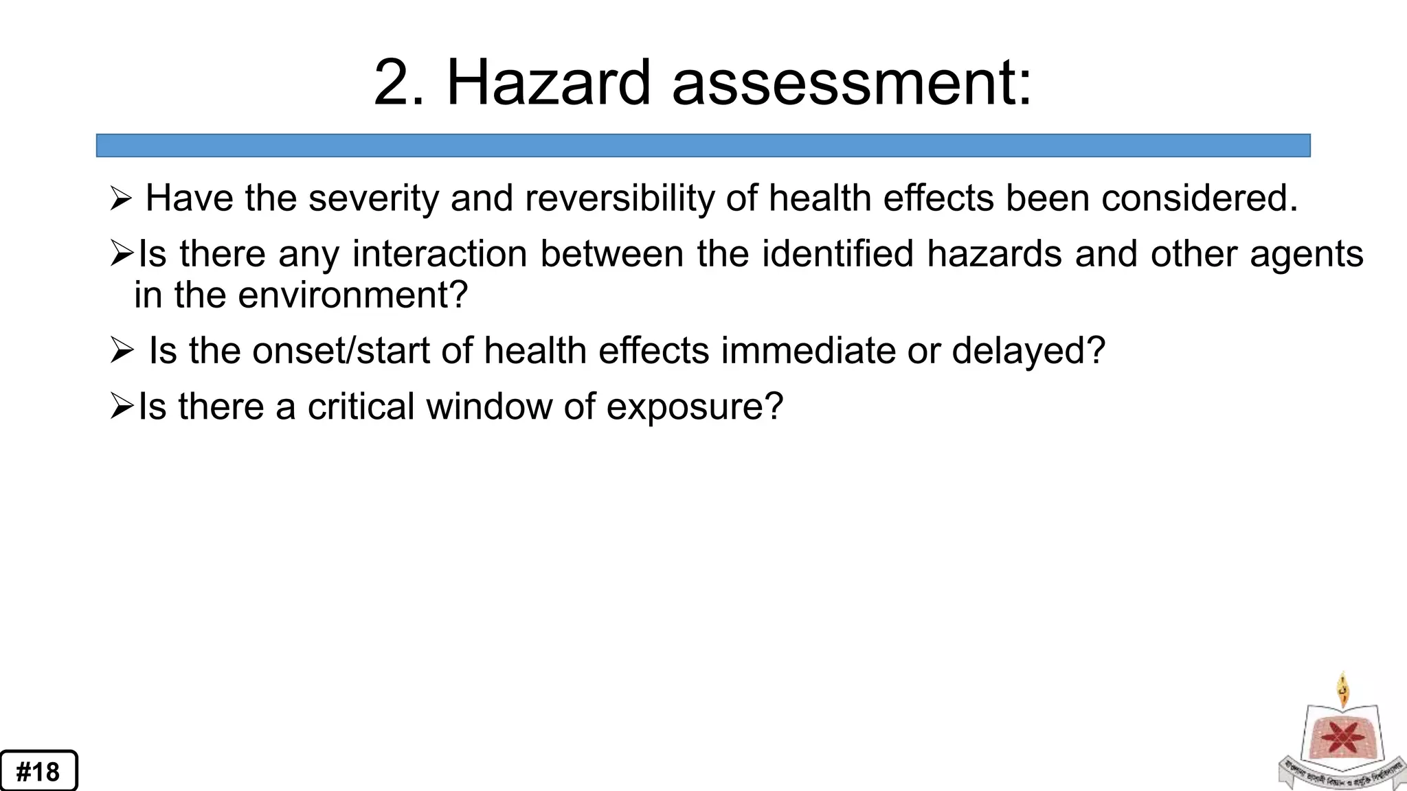 Environmental problems and human health, risk assessment and risk ...
