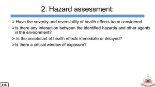 Environmental problems and human health, risk assessment and risk ...