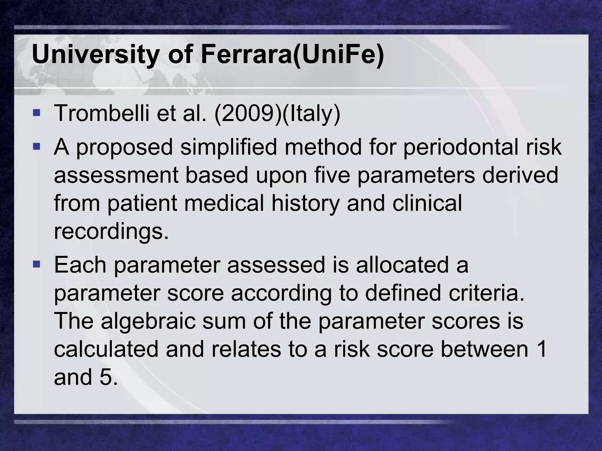 Risk assessment in periodontology | PPTX