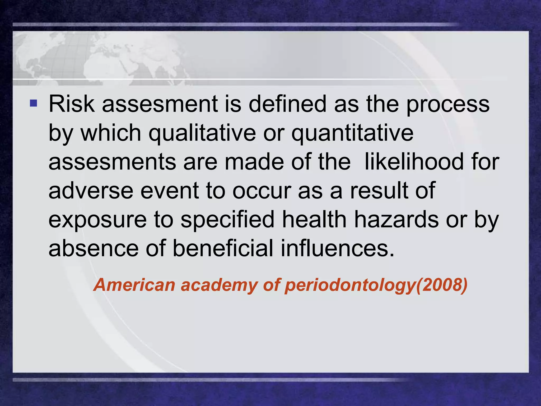 Risk assessment in periodontology | PPTX