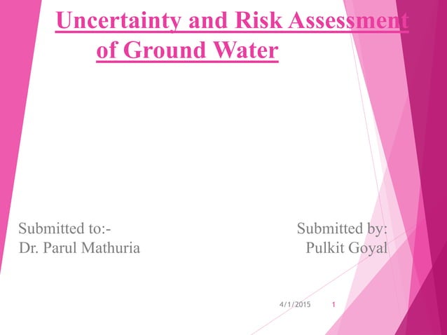 Risk assesment of ground water | PPTX | Science