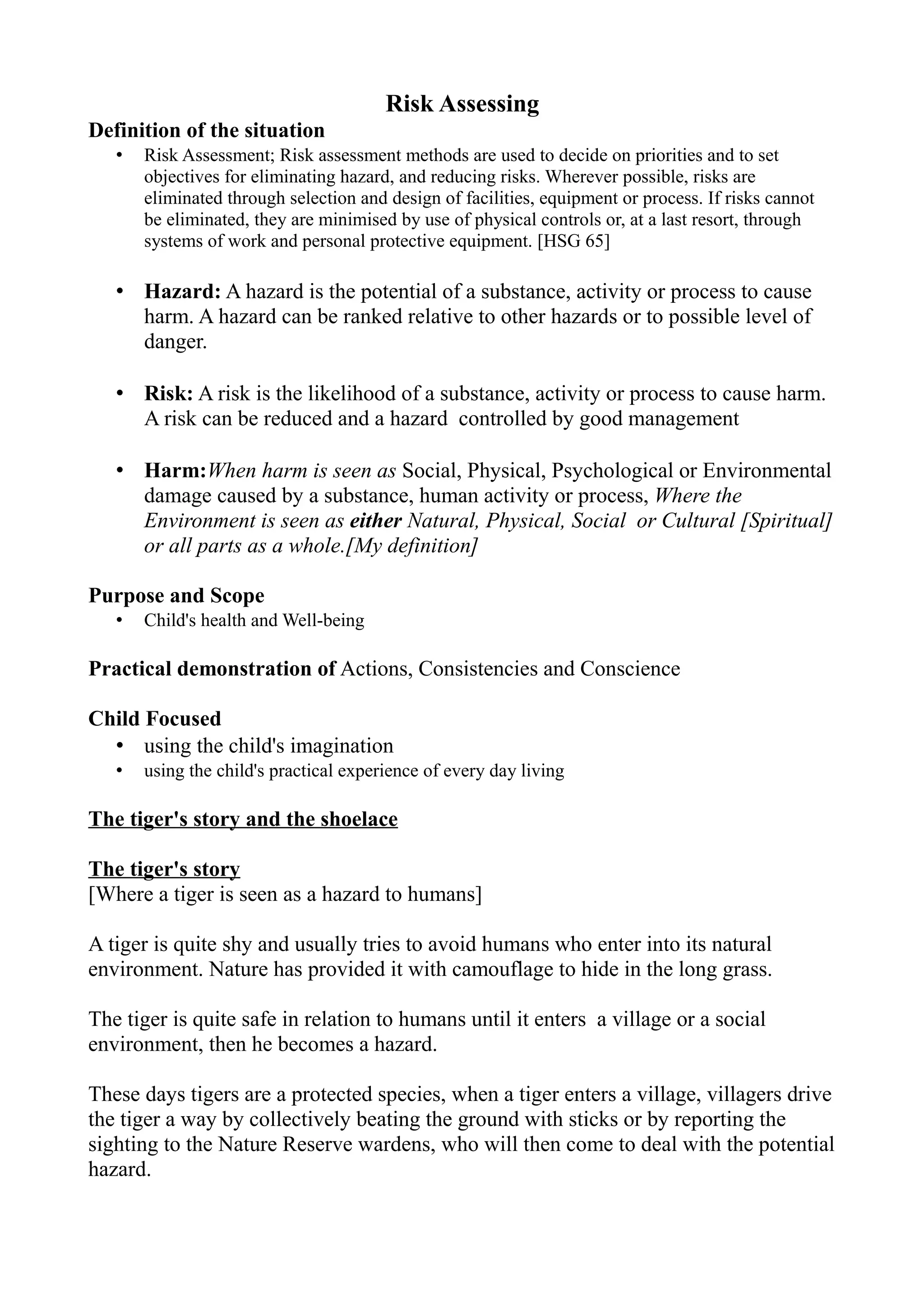 Risk assessing the tiger and the shoe lace | PDF