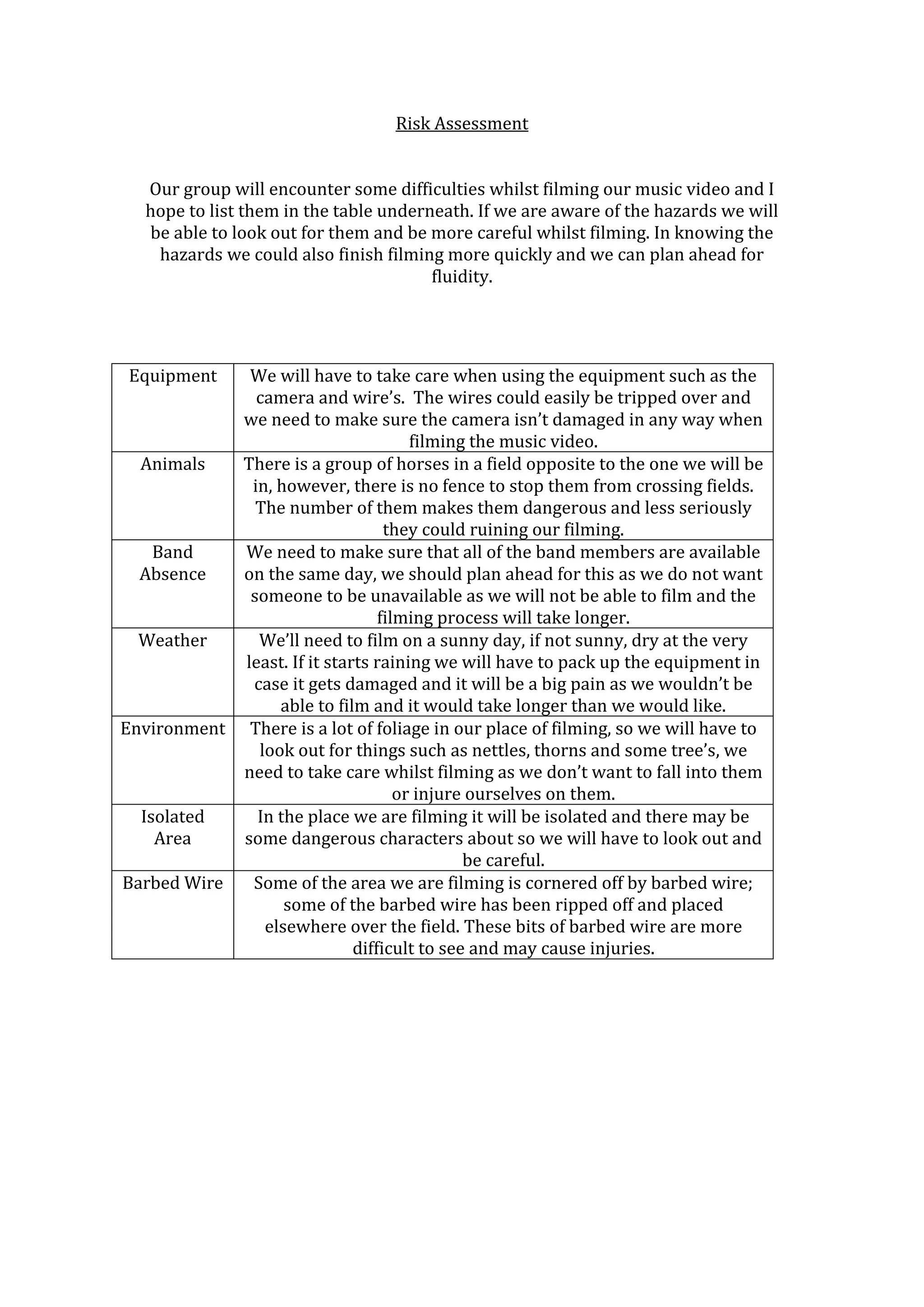 Risk assessment | DOCX
