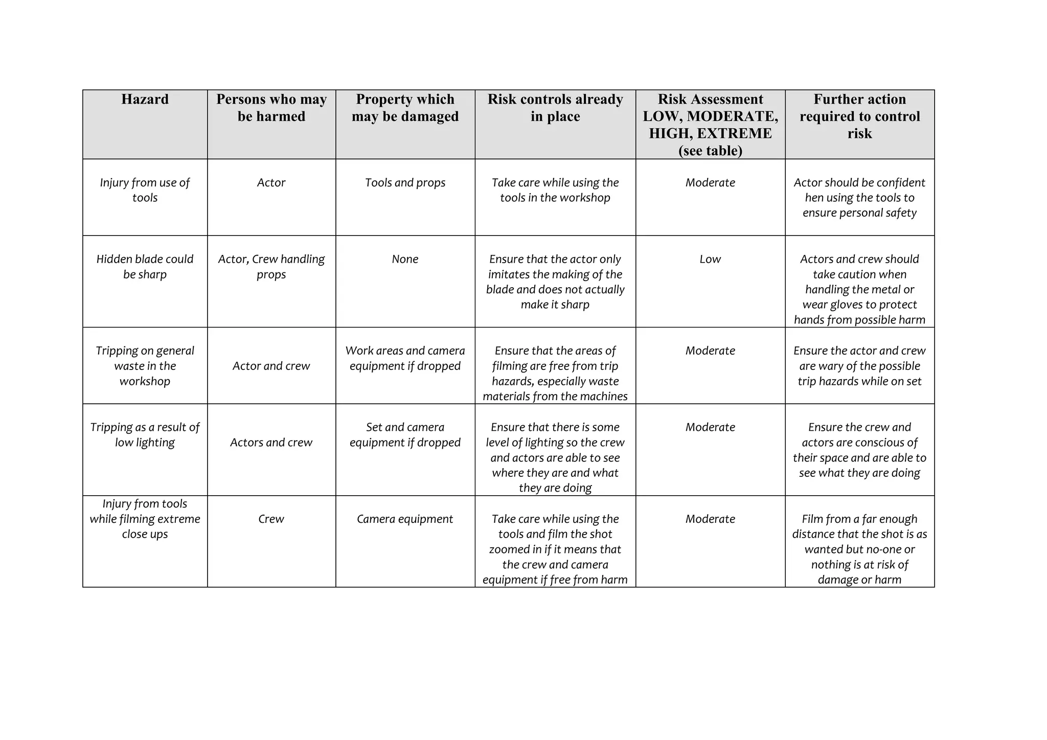 Risk assessment | DOCX