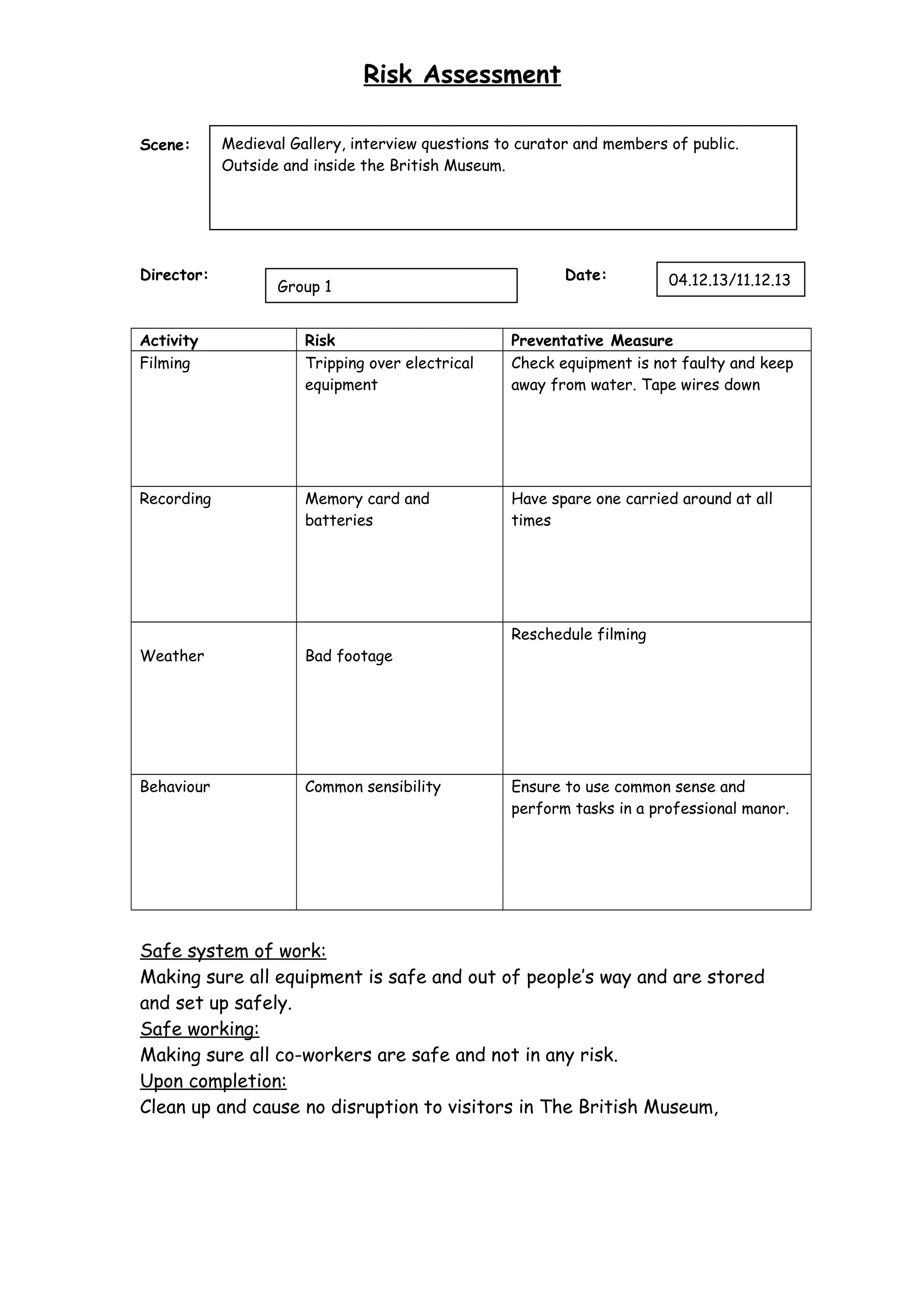 Risk assessment | DOC