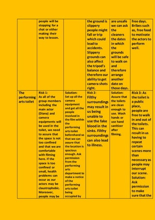 A2 media studies risk assessment | DOCX