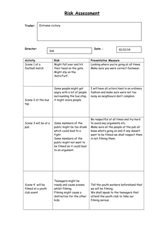 Risk assessment | DOC