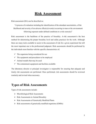 Biosafety Risk Assessments | PDF