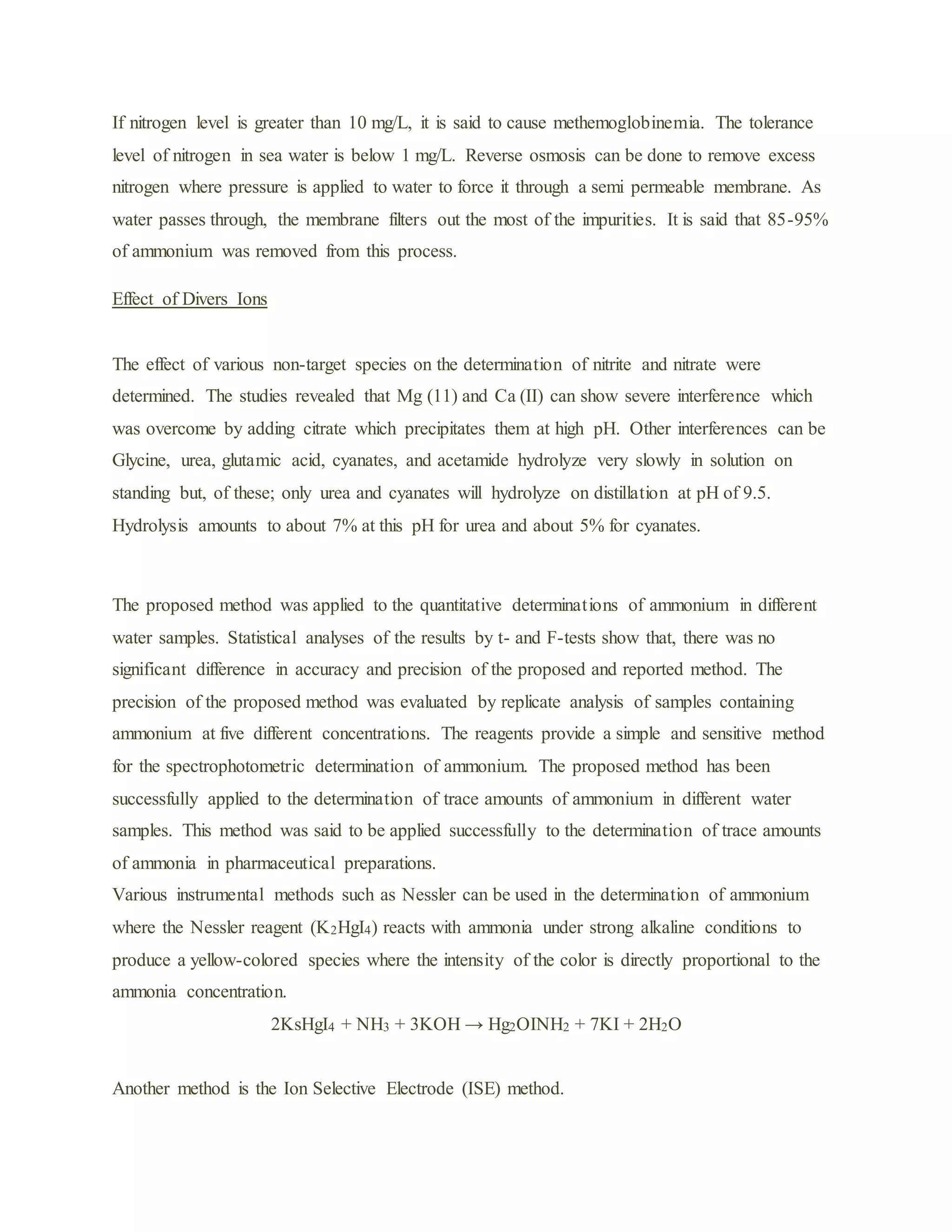 Phenate method of ammonia | DOCX