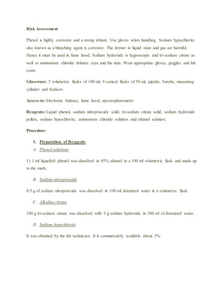 Phenate method of ammonia | DOCX