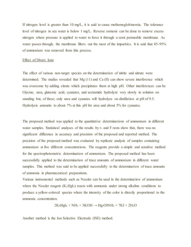 Phenate method of ammonia | DOCX