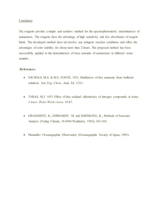 Phenate method of ammonia | DOCX