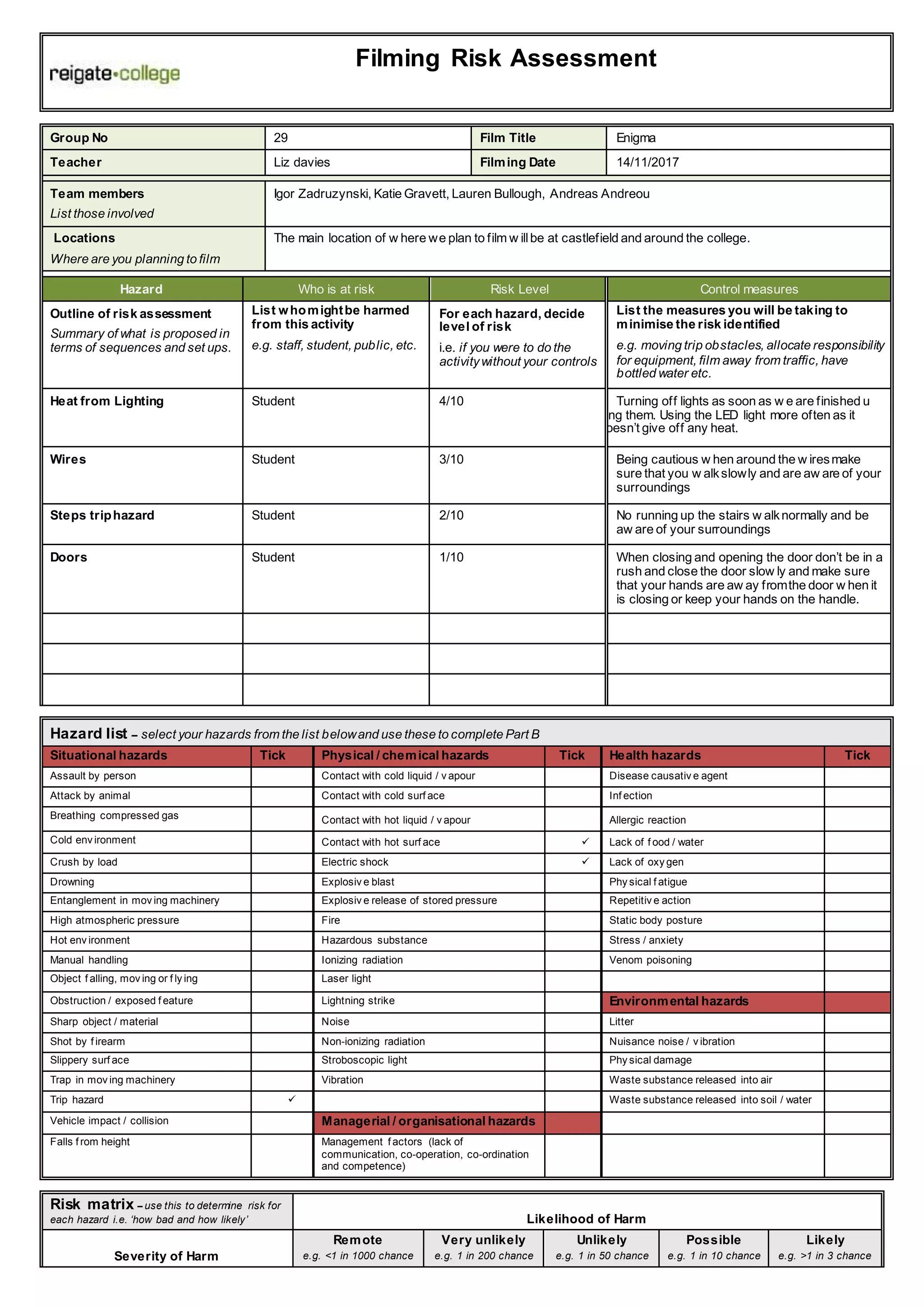 Risk assessment | DOCX