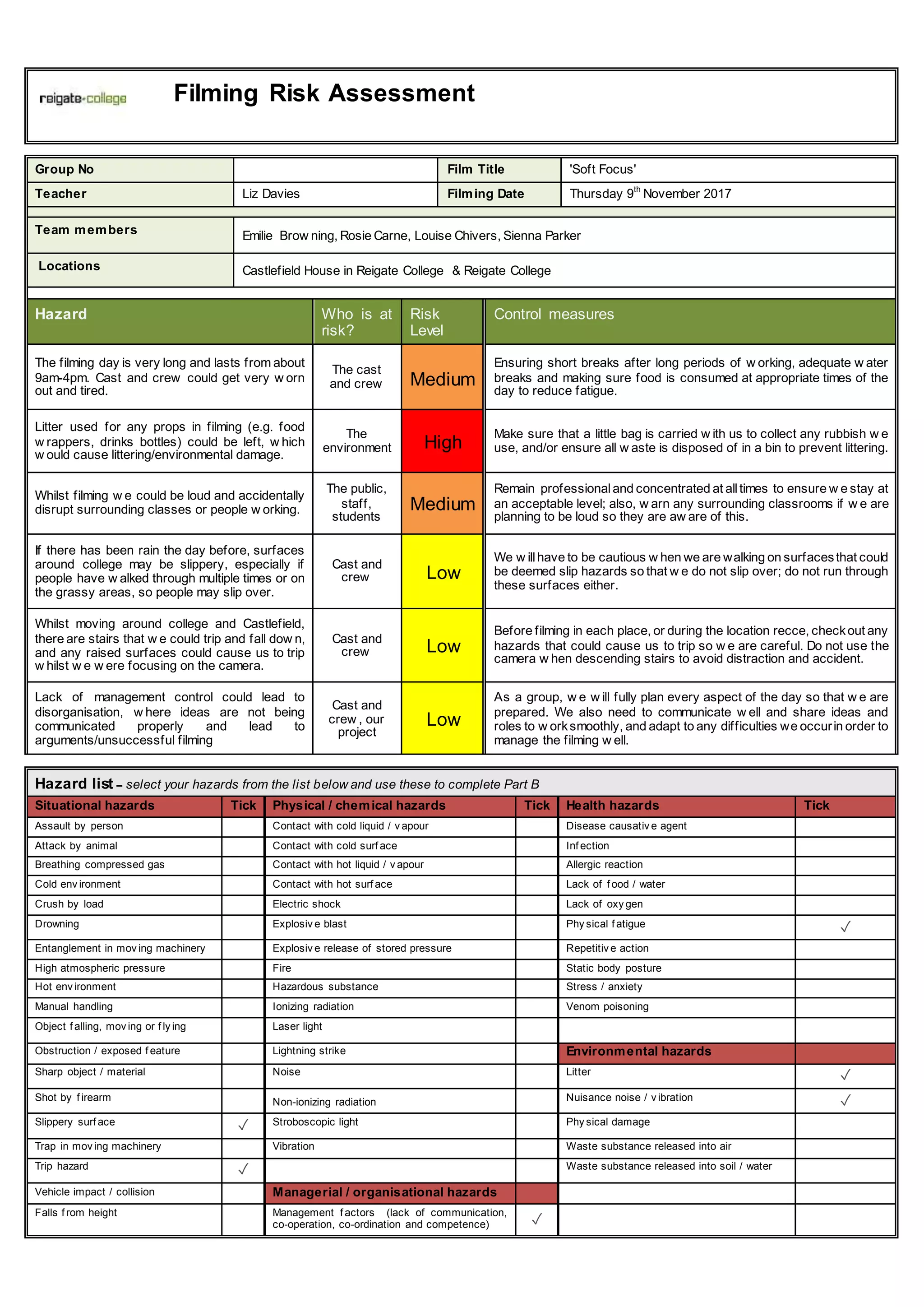 Risk Assessment - A2 Media | DOCX