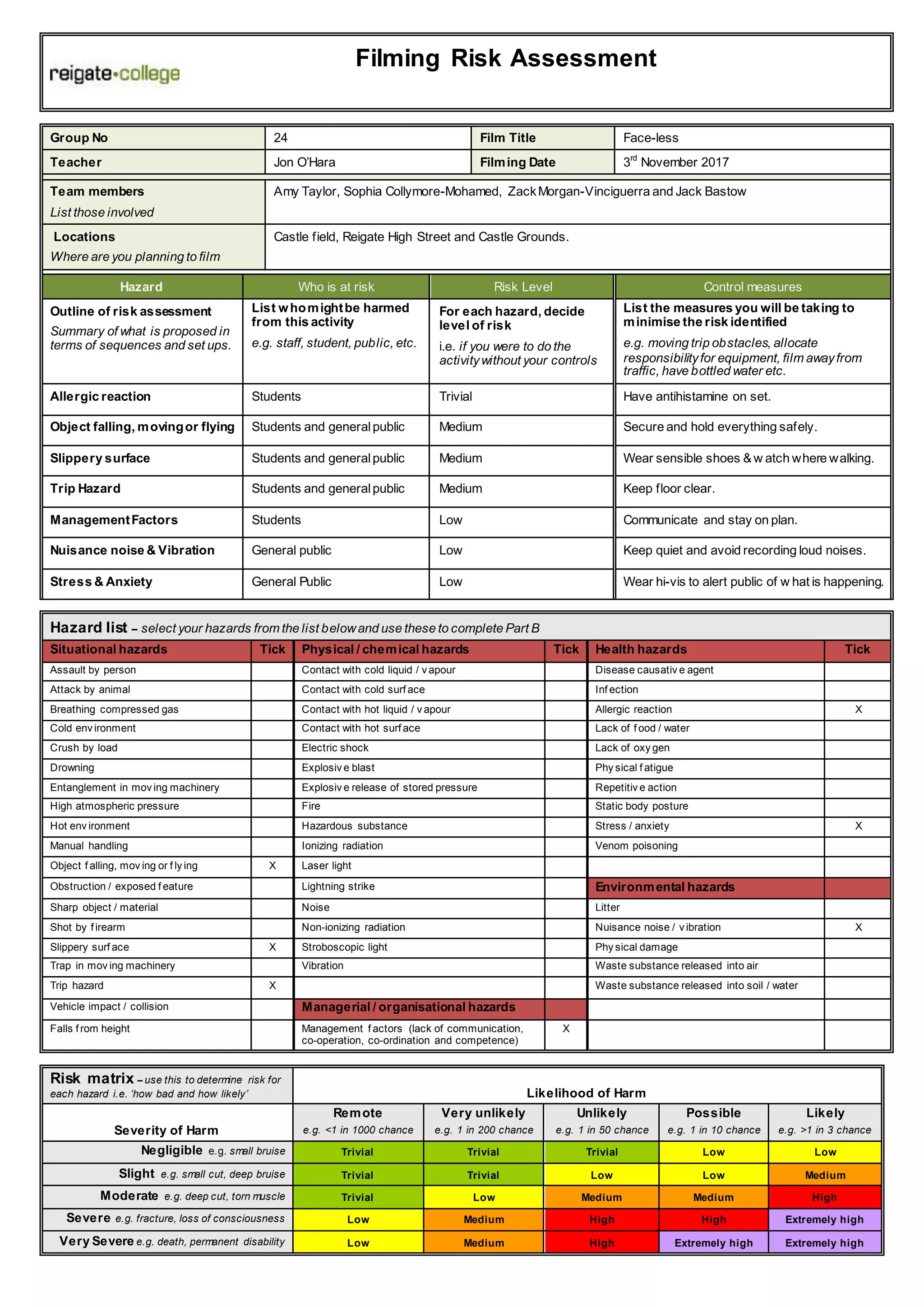 Risk assessment | DOCX