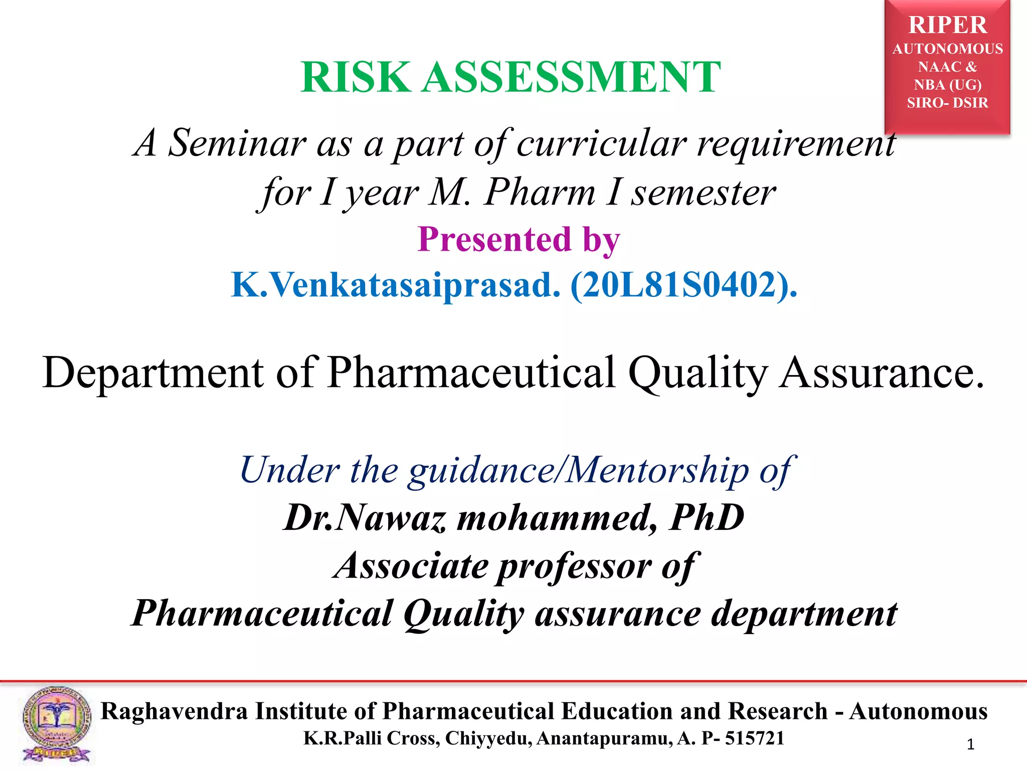 RISK ASSESSMENTS (QMS) | PPTX