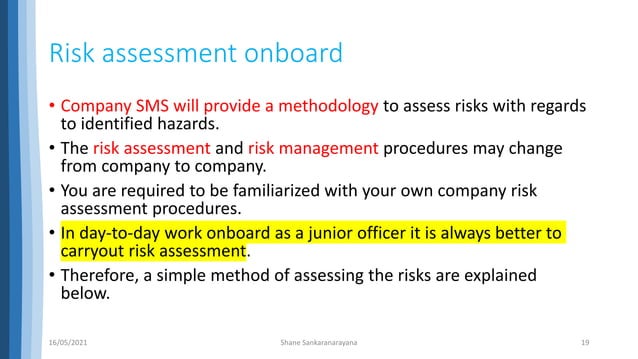 Risk assessment for junior officers onboard merchant ships | PDF