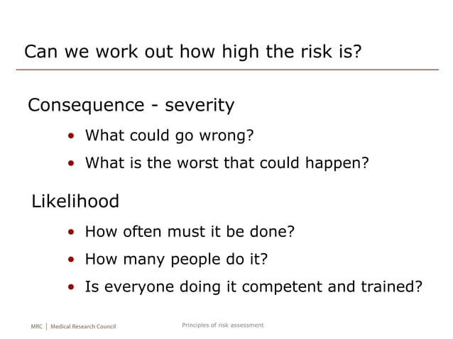 Risk Assessment according to NEBOSH IGC.ppt | Medical Health
