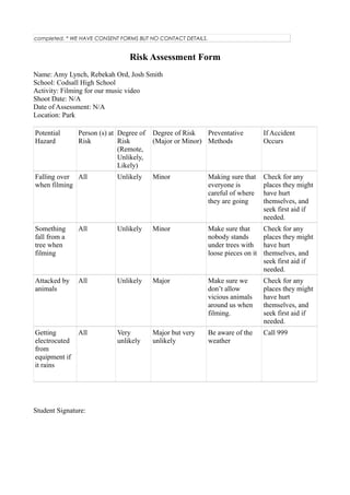 Risk assessment - Park | PDF