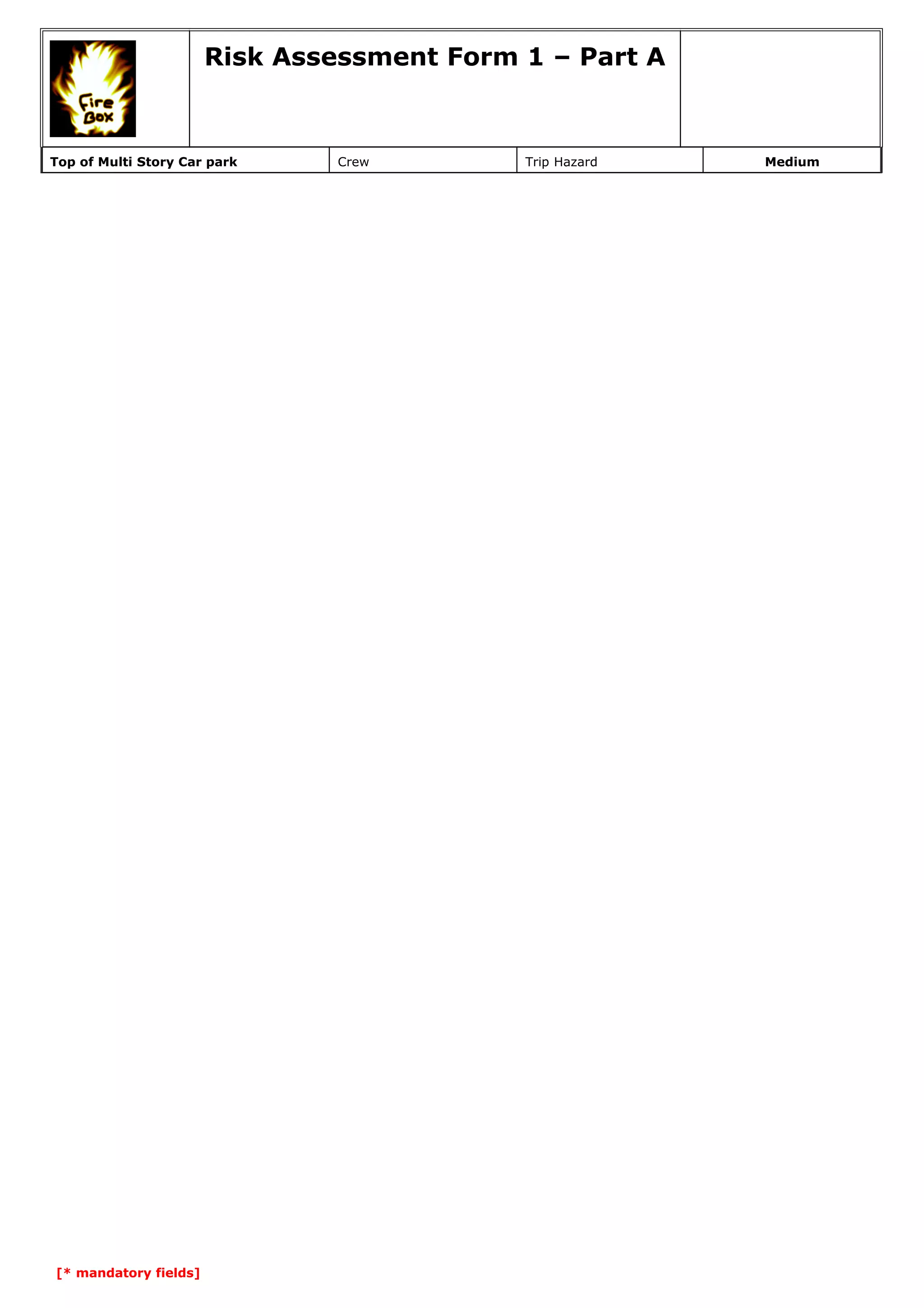 Risk Assessment 1 - Draft One - Planning | DOC | Video Production ...