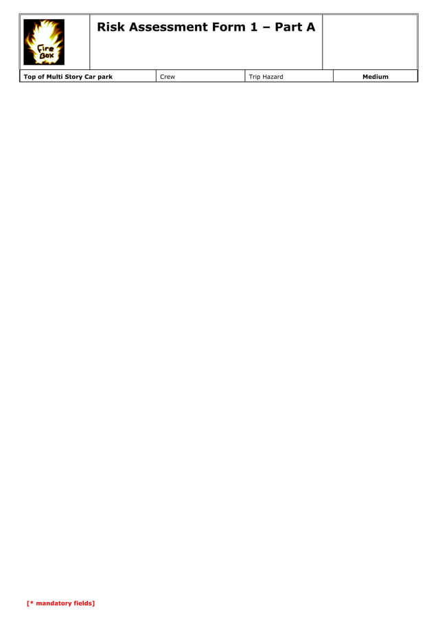 Risk Assessment 1 - Draft One - Planning | DOC | Video Production ...