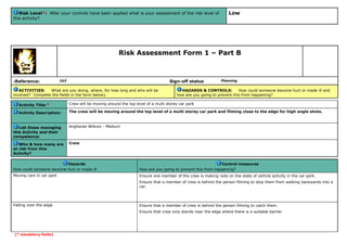 Risk Assessment 1 - Draft One - Planning | DOC | Video Production ...