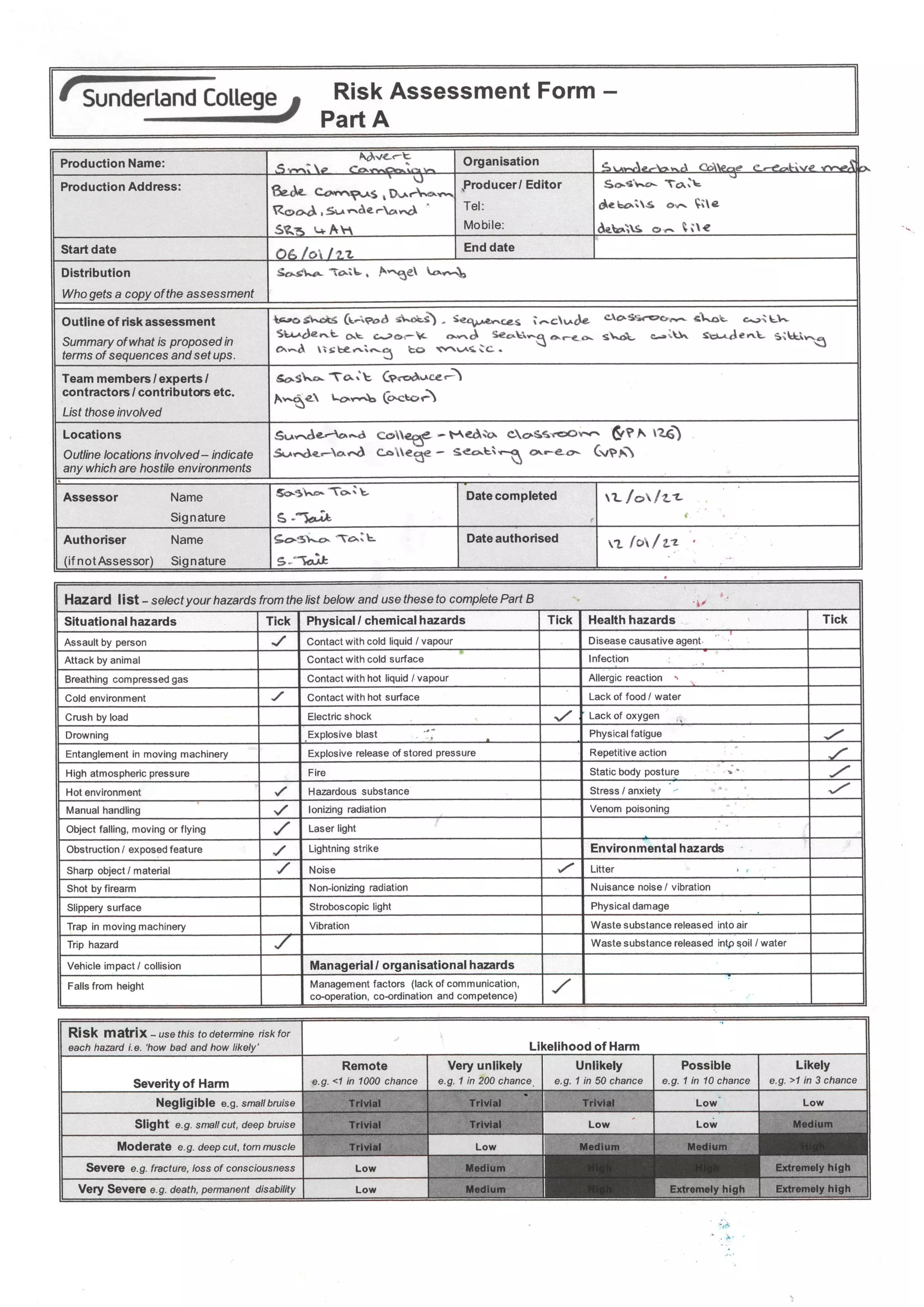Risk assessment A and B | PDF