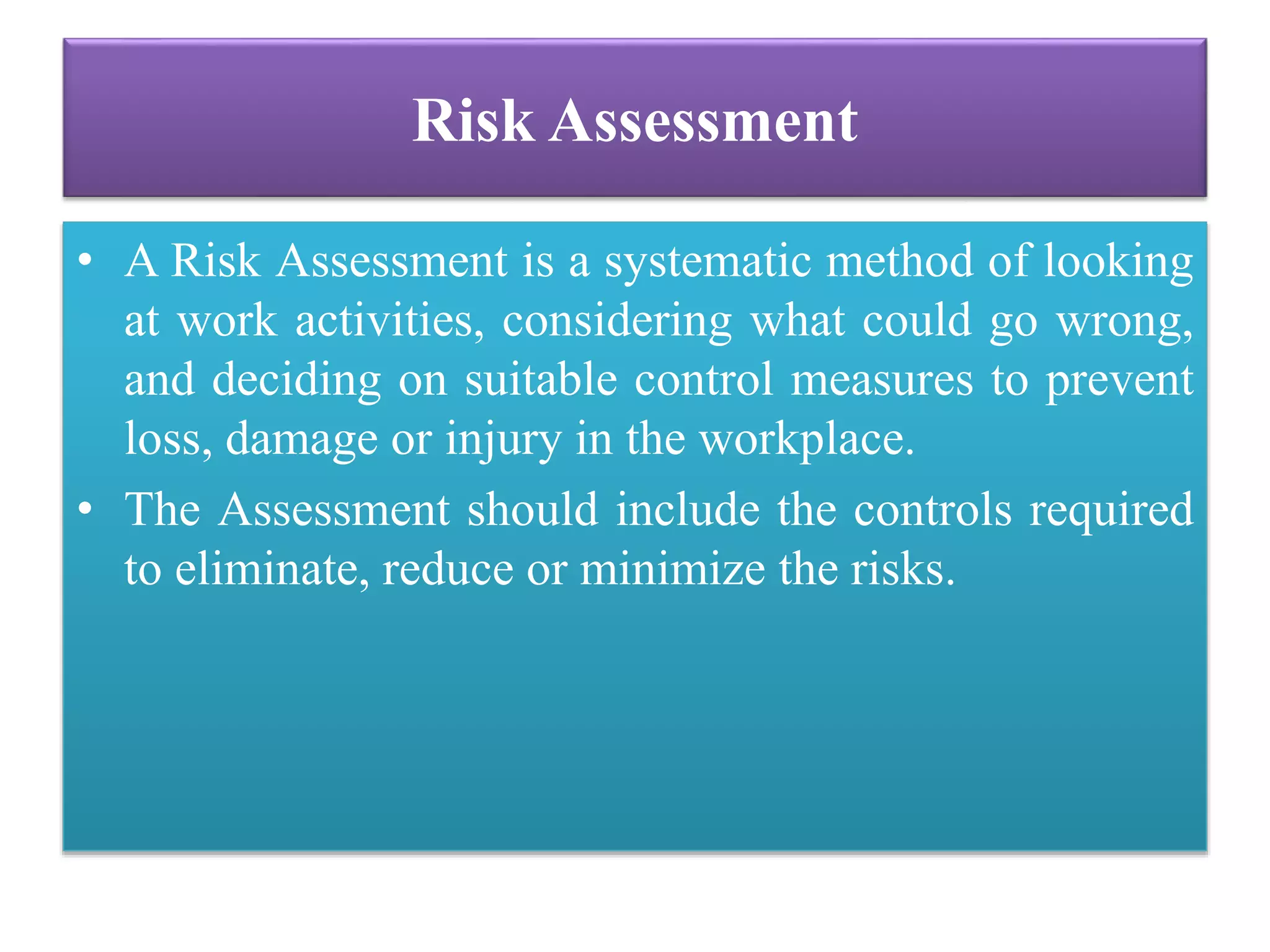 Risk assessment at workplace | PPTX