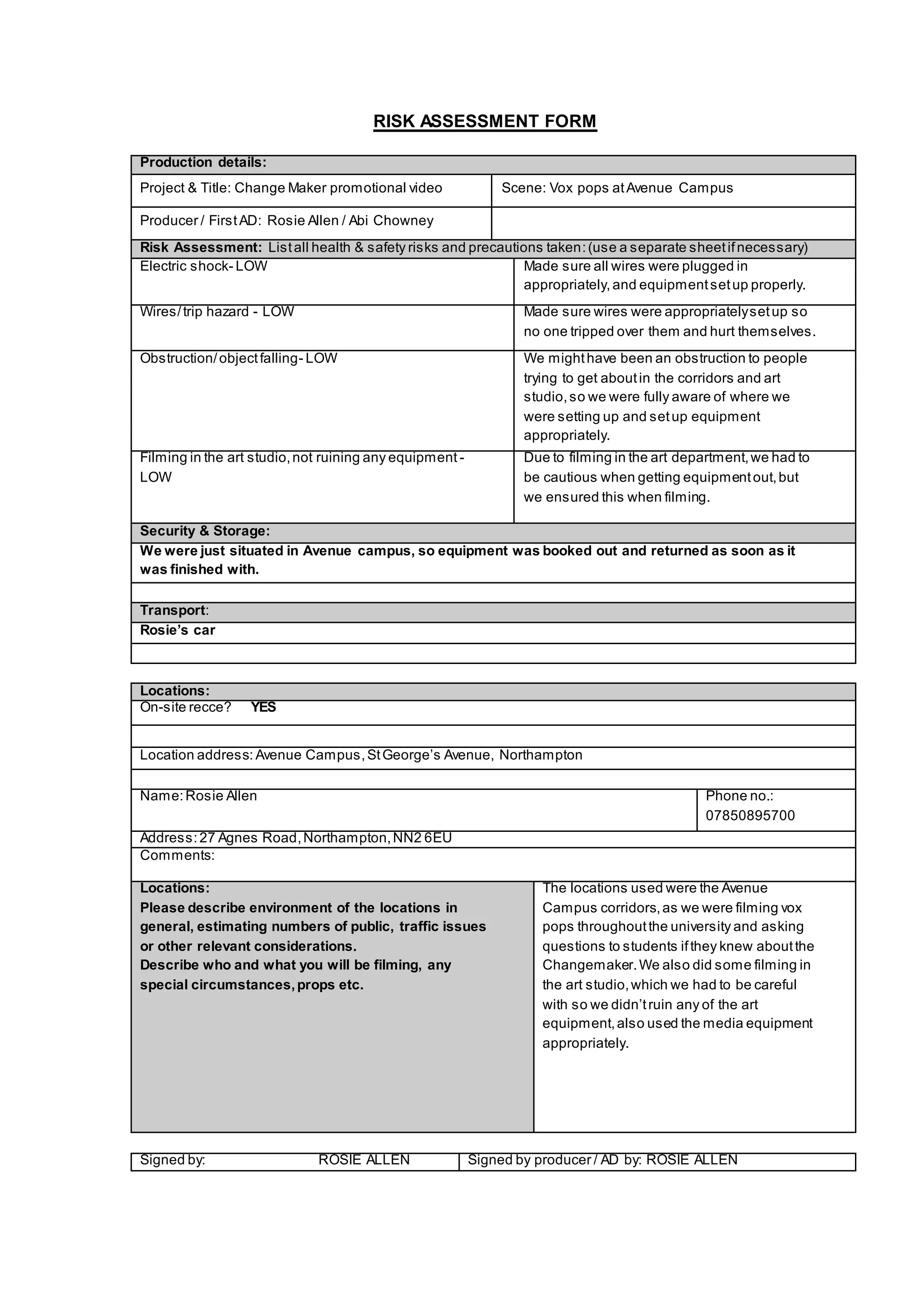 Risk assessment changemaker promo | DOCX