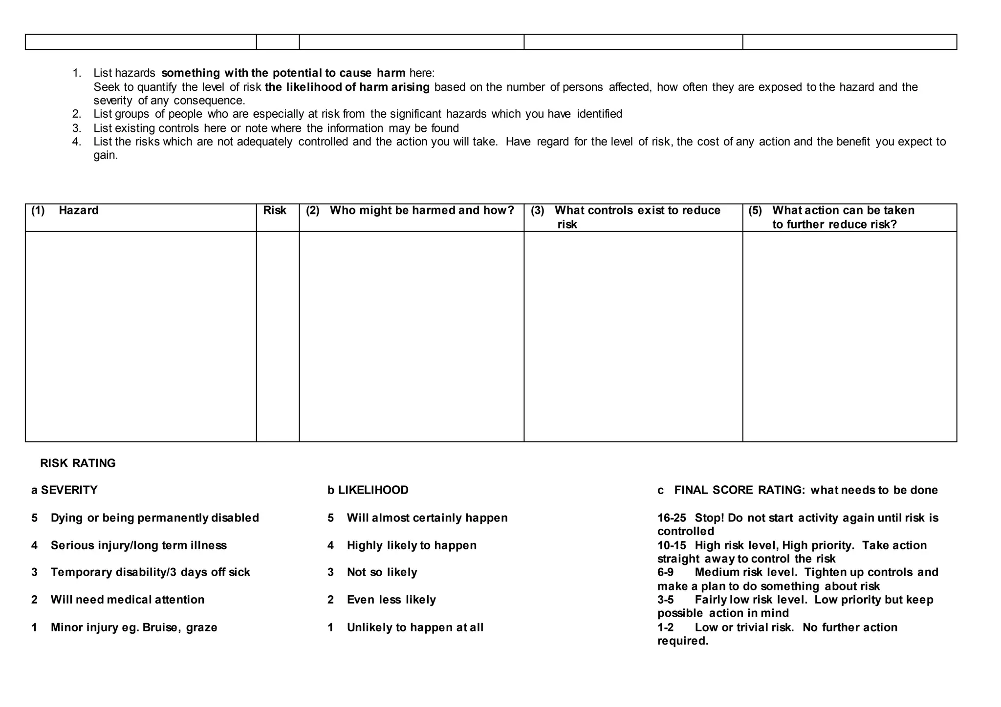 Risk assessment courtyard | DOCX