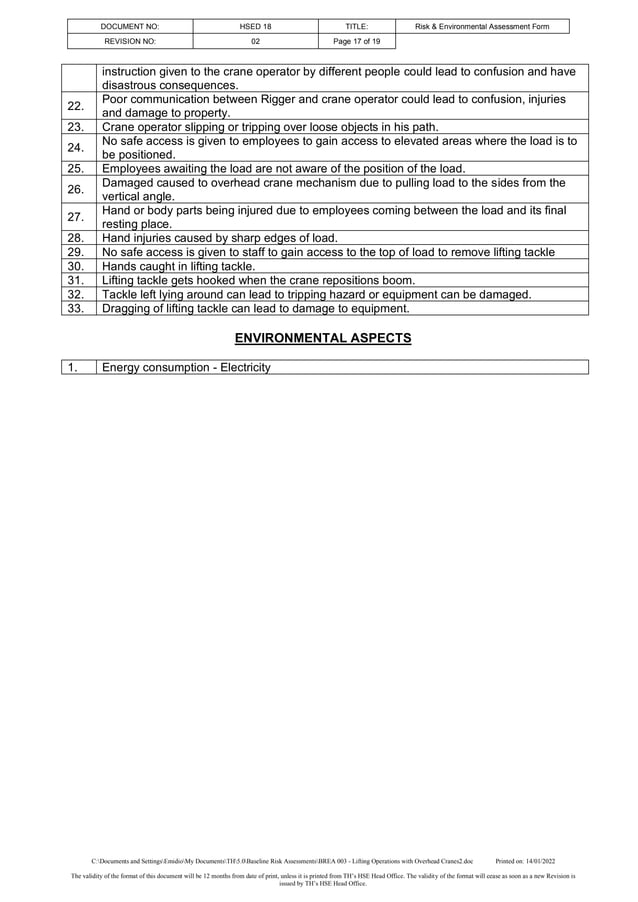 Risk Assessment Example.pdf | Weightlifting | Sports