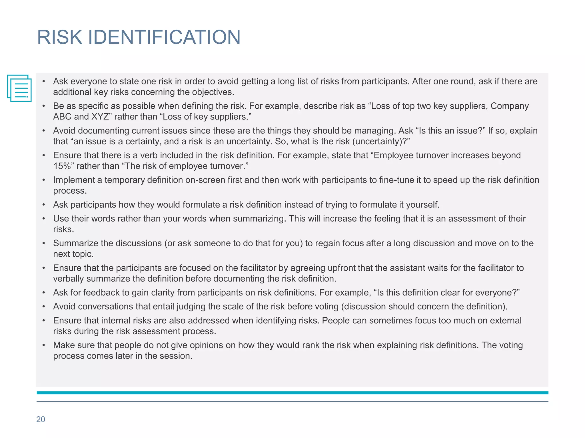 Risk assessment facilitation guide | PPT