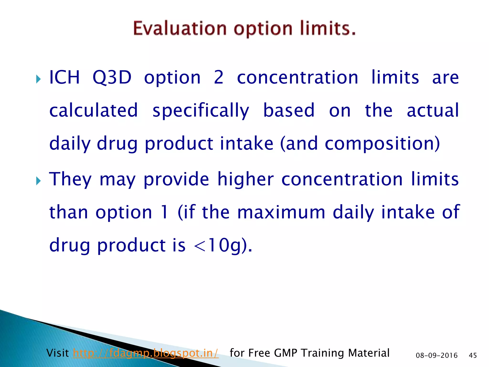 Risk Assessment for Control of Elemental Impurities. | PPTX
