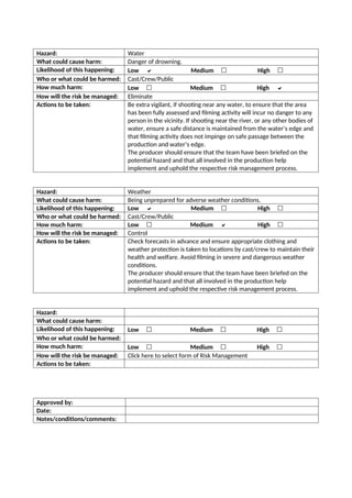 Risk assessment for foley ( example for future reference) | DOCX