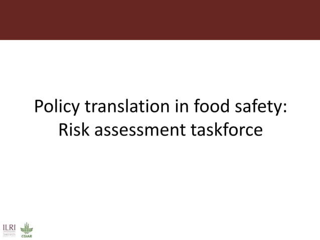 Risk assessment for food safety | PPTX