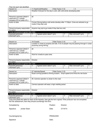 Risk assessment form 1 | PDF