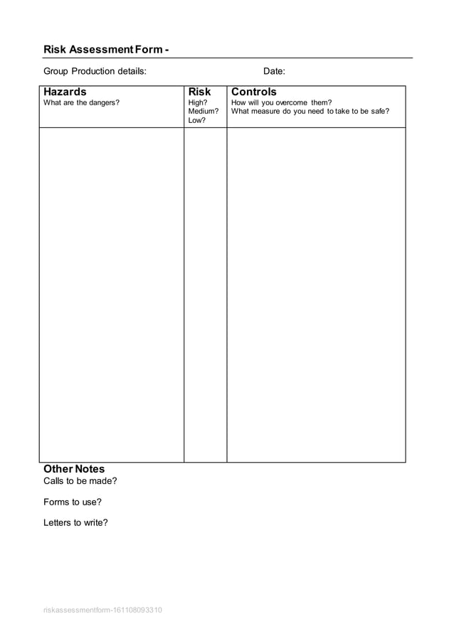 Risk Assessment Form | PDF