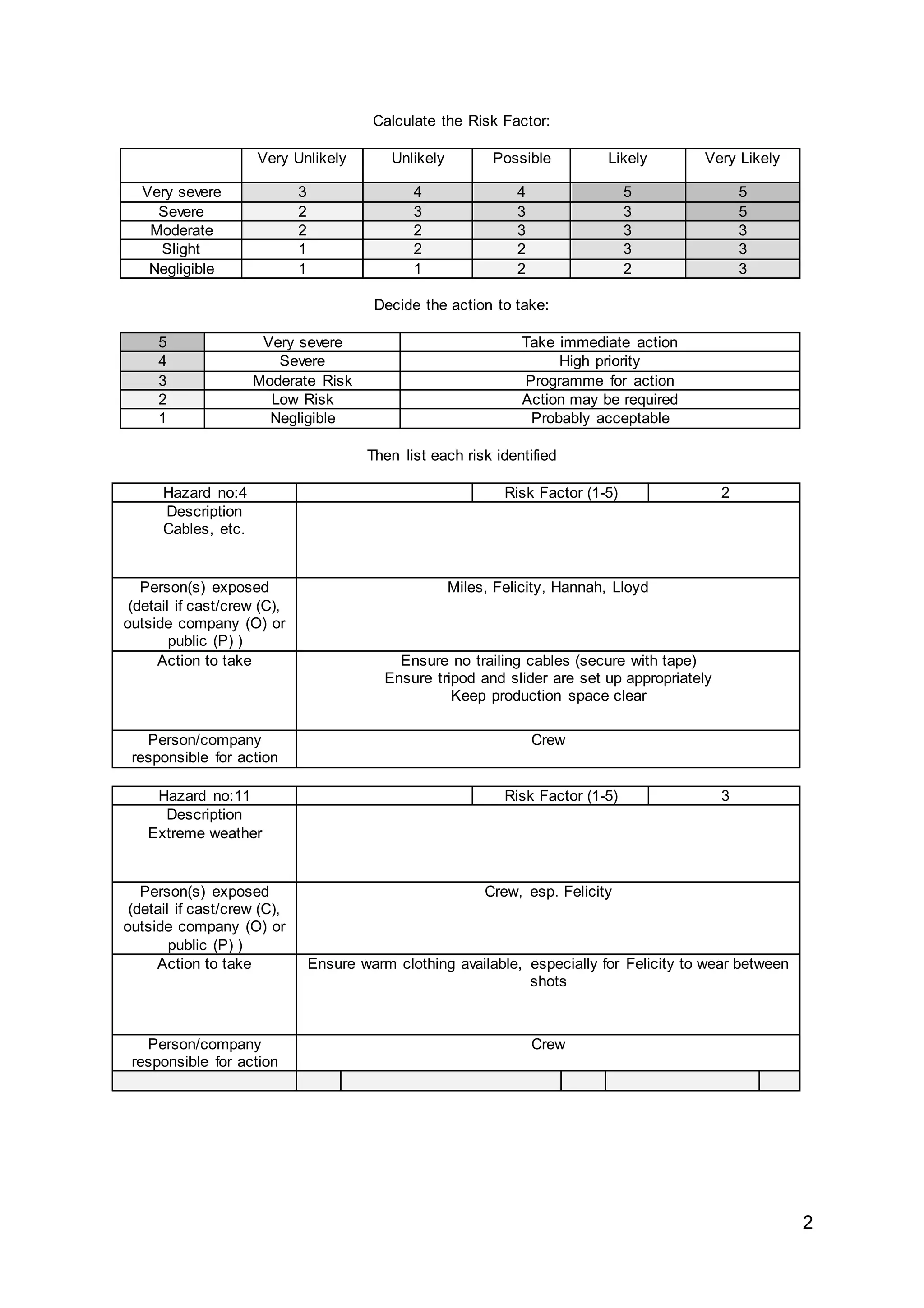 Risk assessment form | DOCX