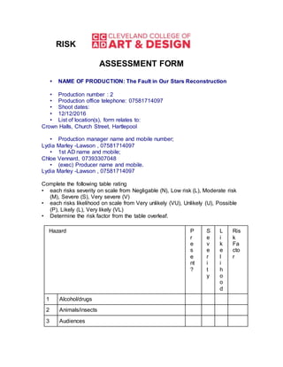 Risk assessment form (1) | PDF